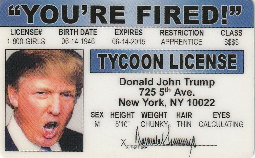 President Donald Trump New York plastic fake id i.d. card Drivers ...