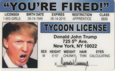 President Donald Trump New York plastic fake id i.d. card Drivers ...