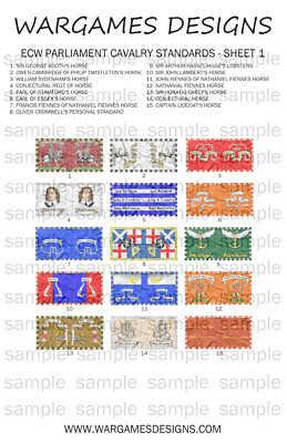 28mm ECW Parliament Horse Flags Sheet 1 - Pike & Shotte, FOG, DBR, WECW ...