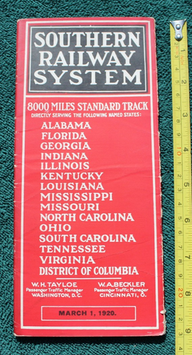 1920 Southern Railway Florida Georgia Indiana Kentucky Virginia Ohio ...