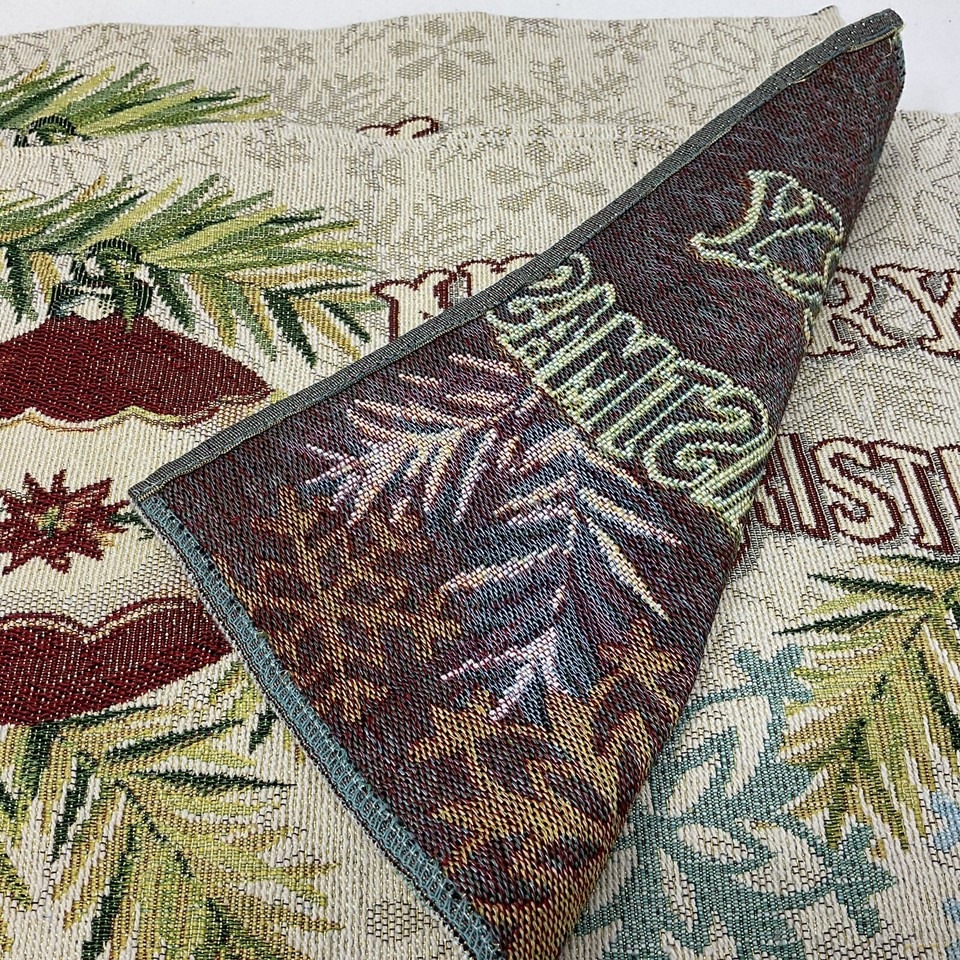 Set Of 4 Tapestry Place Mats Merry Christmas 13' x 18' | eBay