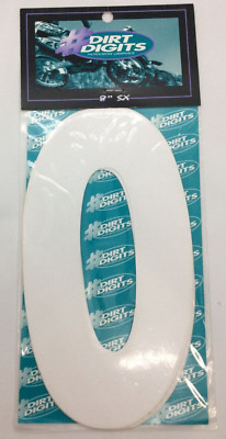 Dirt Digits SX Race Decals, Number 0 Decal Stickers Vinyl 8” White, 709 ...
