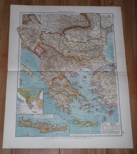 1911 ANTIQUE MAP OF BALKANS SERBIA BOSNIA GREECE TURKEY ALBANIA ...