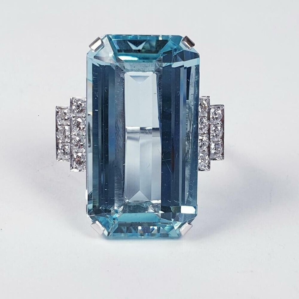 Transparent Long Rectangle Shape Clear Lab Created Aquamarine Solitaire ...