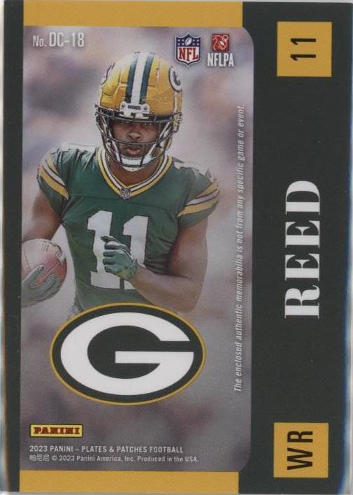 2023 Panini Plates & Patches Jayden Reed #DC-18 for sale | eBay