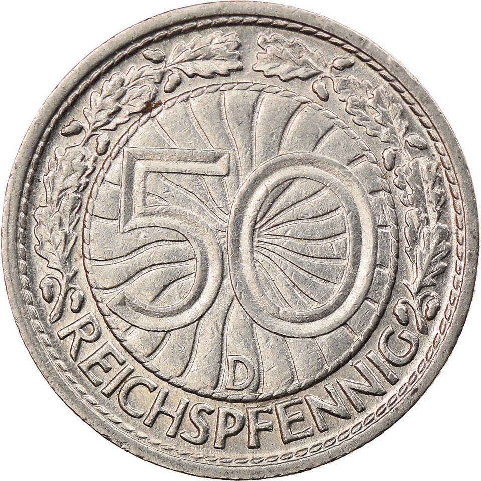 [#816205] Moneda, ALEMANIA - REPÚBLICA DE WEIMAR, 50 Reichspfennig ...