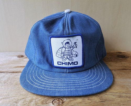 Vintage 1980s CHIMO CHARLIE Denim Snapback Hat Building Center Jean Cap ...