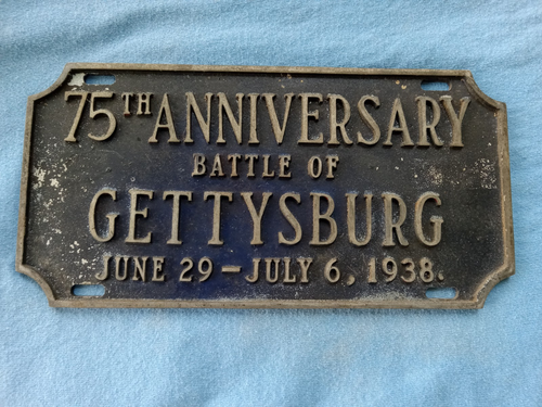 1938 GETTYSBURG BATTLE 75TH GAR UCV CIVIL WAR VETERAN REUNION LICENSE ...
