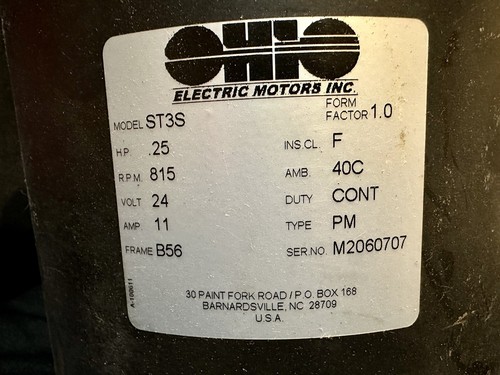 Ohio Electric Motors ST3S .25HP 815 EPM 11 Amp Motor Pump Shaft Seal ...