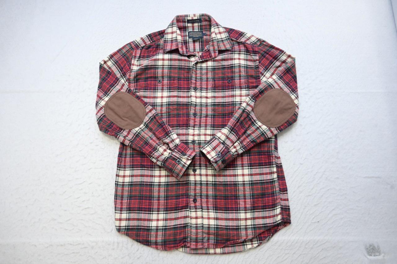 Pendleton Hawthorne Plaid Flannel Camp Shirt Leather … - Gem