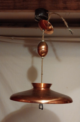 MCM Copper Retractable Atomic Flying Saucer Kitchen Light w/ORIGINAL ...