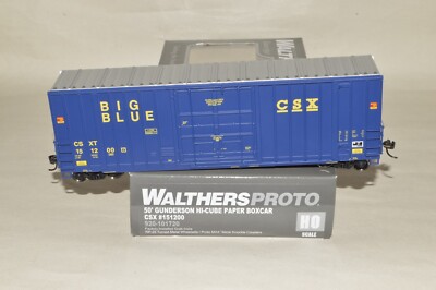 HO Walthers Proto CSX BIG BLUE 50' Gunderson hi-cube paper box car ...