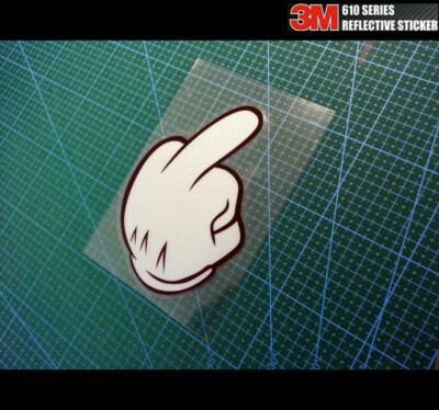 Mickey Mouse hand middle finger Back off JDM Reflective sticker #002 | eBay
