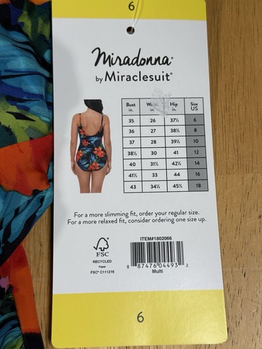 Miradonna by Miraclesuit Size 6 One Piece Bathing Suit Tropical ...