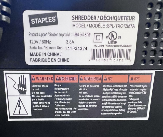 Staples Mailmate M7 12-sheet Cross-cut Shredder for sale online | eBay