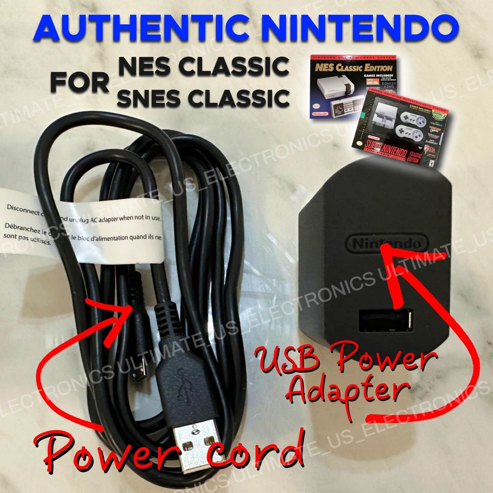 Official Nintendo OEM SNES/NES Classic Mini USB AC Power Adapter HDMI ...