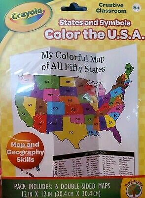 Crayola States & Symbols Color The USA Map Creative Classroom Geography ...