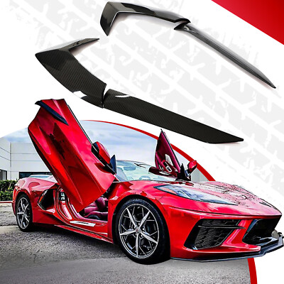 4PCS Real Carbon Fiber For 2020-2024 Chevrolet Corvette C8 Side Fender ...