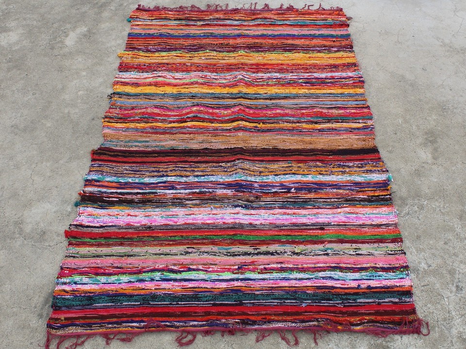 Indian Handmade Cotton Chindi Rug Home Decor Area Rag Rug Recycle ...
