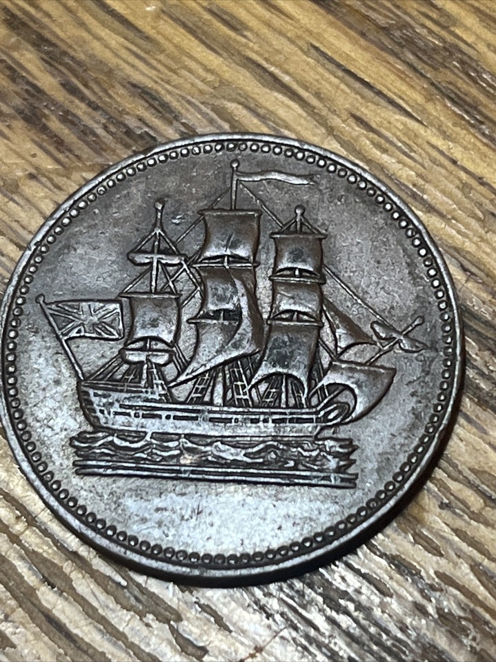 Canada Half Penny Token: Ships, Colonies and Commerce BR#997 Ex#2~Medal ...