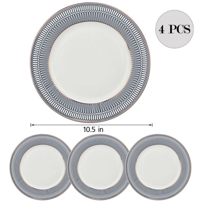 Noble Cobalt Blue Porcelain & Gold Dinner Plate Set Bone China Main ...