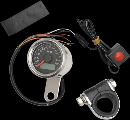 DS Black Face 1.87in Mini Speedometer w Odometer Harley Electra Glide ...