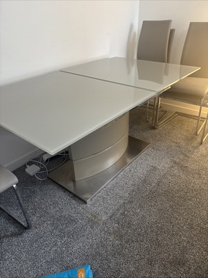 Extendable Glass Dining Table with 6 Comfortable Chairs | eBay UK