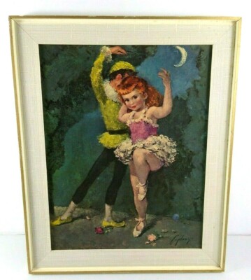 Cydney Grossman Dancing Ballerina Mid Century Art Print Picture Framed ...