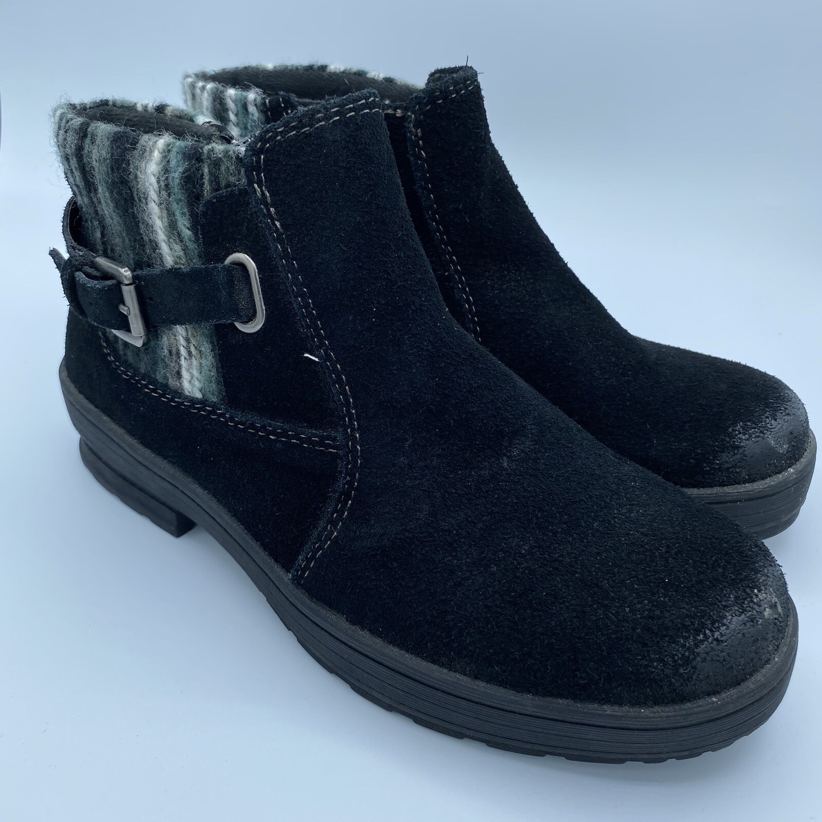 Earth Origins Black Leather Ankle Boots Zip Up 7.5 Wi… - Gem