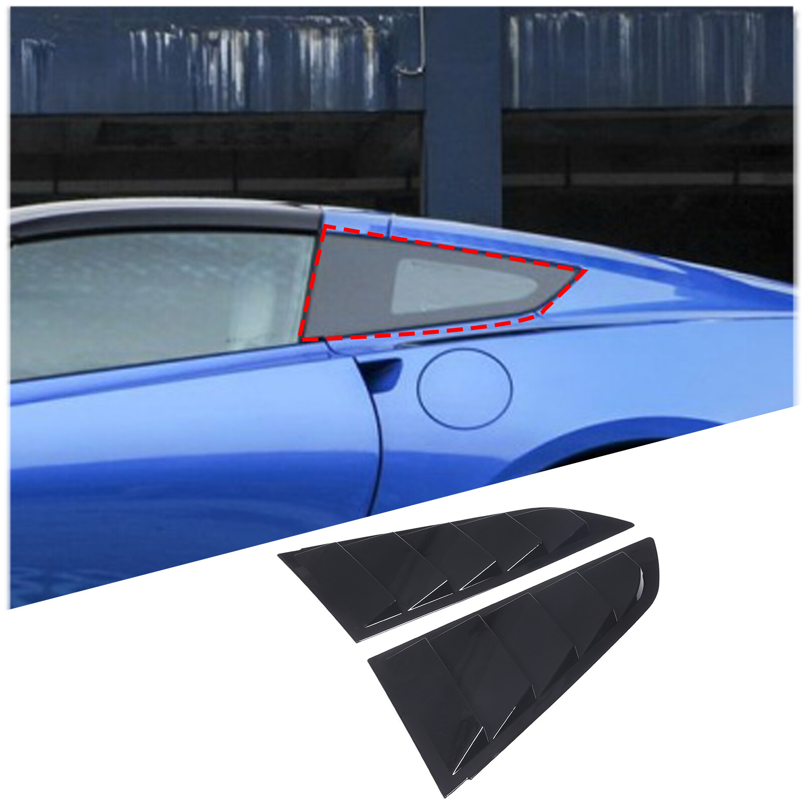 Gloss Black Rear Quarter Window Louvers Overlay Fit For Corvette C7 ...