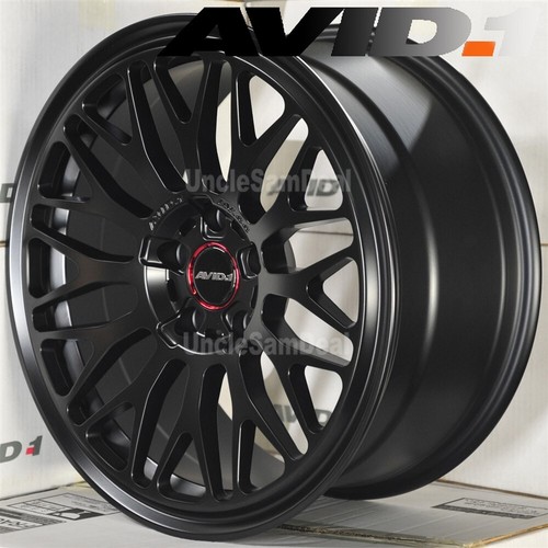 18x8.5 5x114.3 +35 OFFSET AVID.1 AV-44 MATTE BLACK MESH SPOKES WHEELS ...