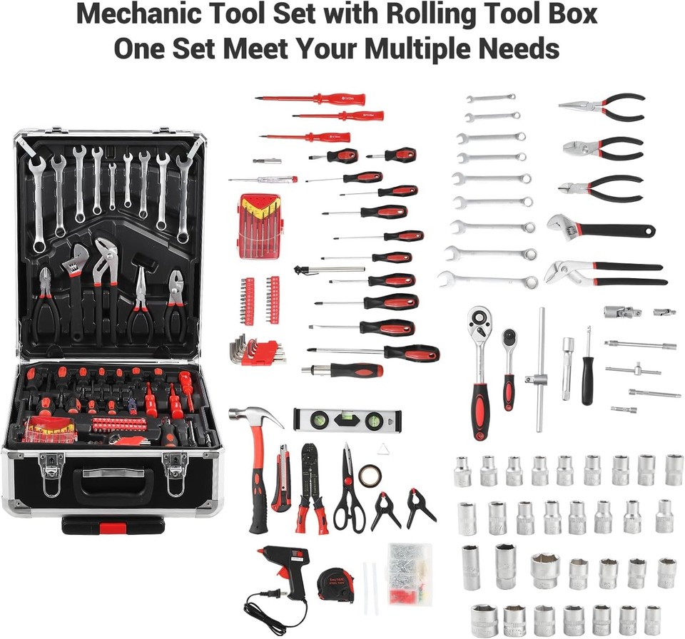 800 PCS Tool Set Mechanics Tool Kit Wrenches Socket Repair Tool Case w ...
