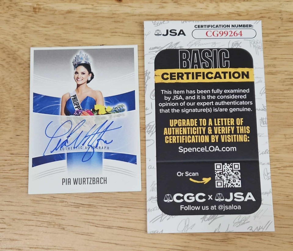 PIA WURTZBACH MS. UNIVERSE 2015 TITLE HOLDER AUTOGRAPH CARD JSA coa ...