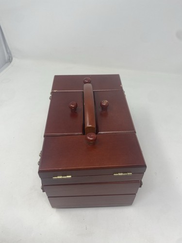 Vintage Wooden Fold Out Singer Sewing Box with Thread & Notions | eBay
