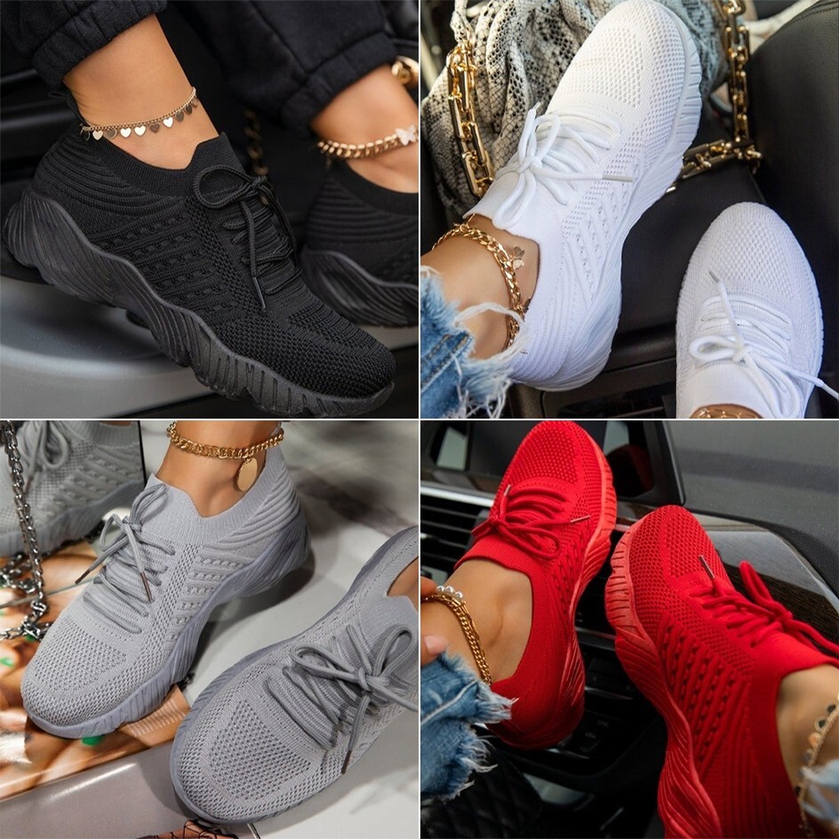 Womens Running Trainers Ladies Sneakers Slip On Walking Gym Comfy ...