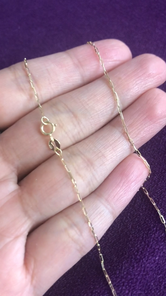 14K Solid Gold Authentic Gold W/ 14K STAMP Paperclip 1mm Necklace THIN ...