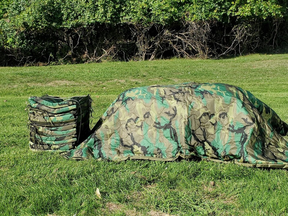 Made in USA Army USMC Military Woodland Camo Poncho Liner WOOBIE Army ...