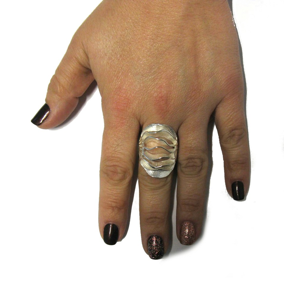 Stylish Long Sterling Silver Ring Stamped Solid 925 Perfect Quality ...