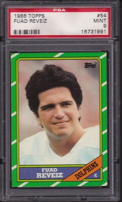 1986 Topps #54 FUAD REVEIZ PSA MINT 9 Miami Dolphins Football K | eBay