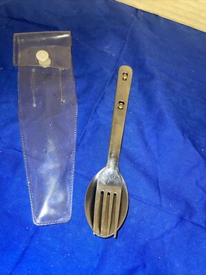 VINTAGE SET OF STAINLESS STEEL NESTING CAMPING SILVERWARE UTENSILS ...
