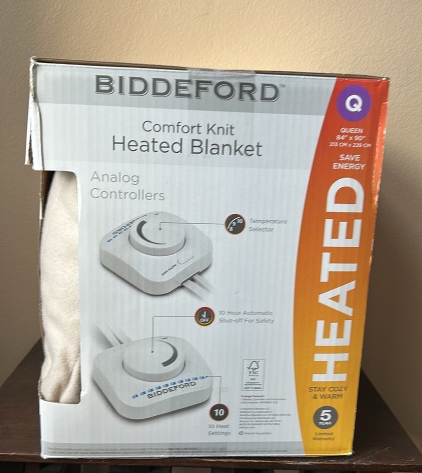 Biddeford Electric Blanket Comfort Knit Beige Soft New Analog Control ...