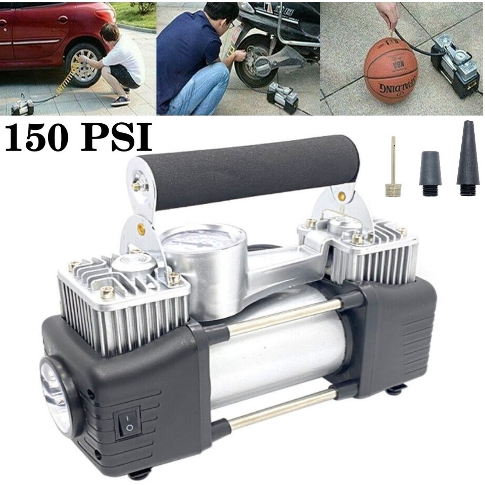 Portable Heavy Duty Car Truck Air Compressor Tire Pump Inflator Double ...