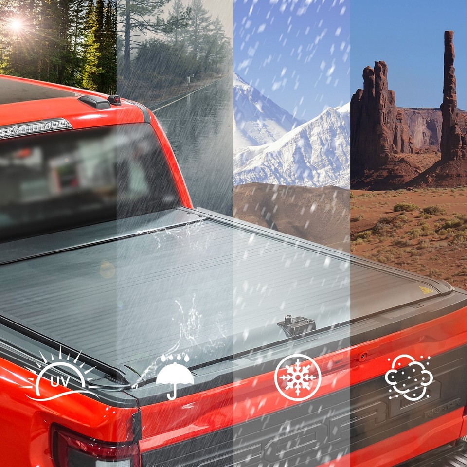 5ft Retractable Roll-up Bed Cover Hard Tonneau Cover For 2016-2025 ...