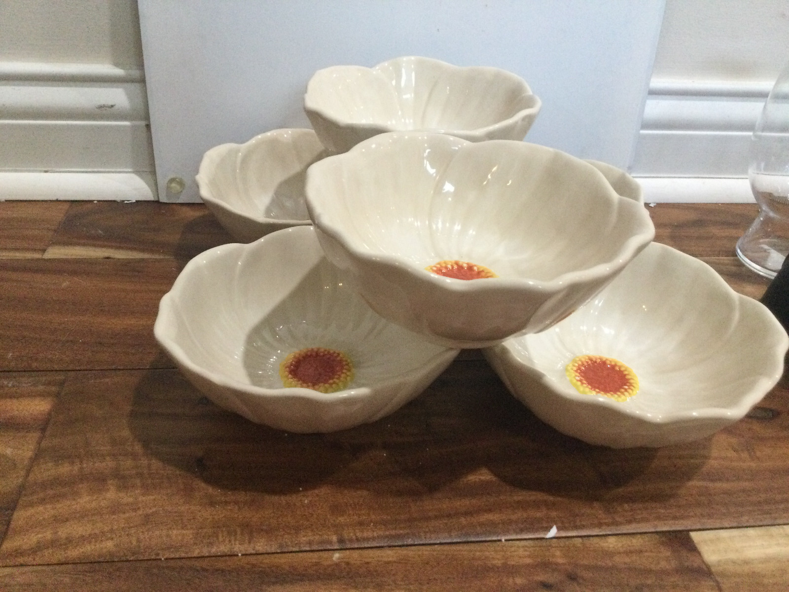 Cindy Crawford Style Flora Figural Soup/Cereal Bowls tan Set Of 6 5.5 ...