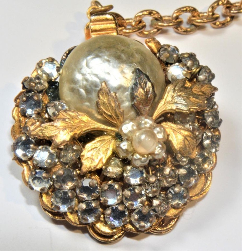 Rare Early 40s Unsigned MIRIAM HASKELL Goldtone Pearls Double Sweater ...