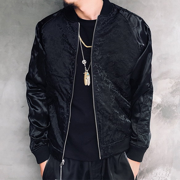 Mens Reversible Sukajan Souvenir Jacket Japanese Pattern Embroidery ...