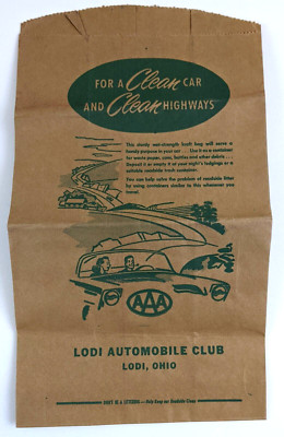 1970s Lodi Ohio Automobile Club AAA Vintage Advertising Paper Bag ...