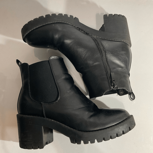 Top Moda Black Leather Ankle Boots Zip Closure Bianca-66 Size 7.5 ...