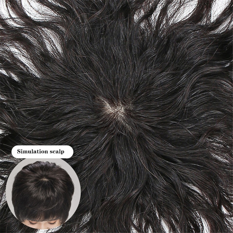 Natural Fluffy Curly Mono 100% RemyHuman Hair Clip in Topper Hair Piece ...