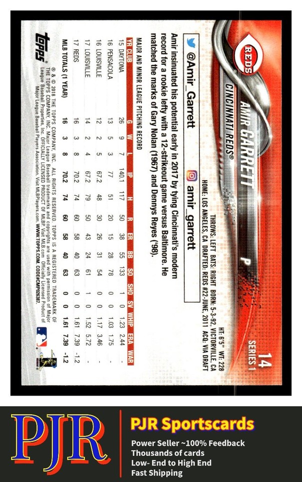 2018 Topps #14 Amir Garrett Cincinnati Reds All-Star Stamp | eBay